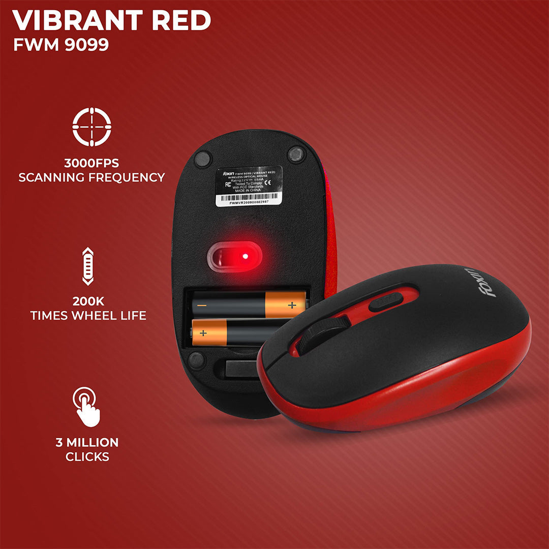 Mouse Foxin Wireless Fwm 9099 Vibrant Red – Aashitech